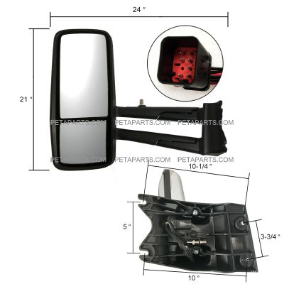 Door Mirror Power Heated Chrome - Driver Side ( Fit: 2013-2020 Kenworth ...